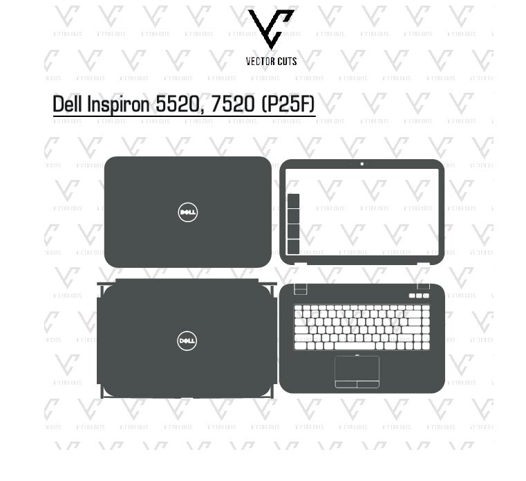 Dell Inspiron 5520, 7520 (P25F) Laptop Skin Template