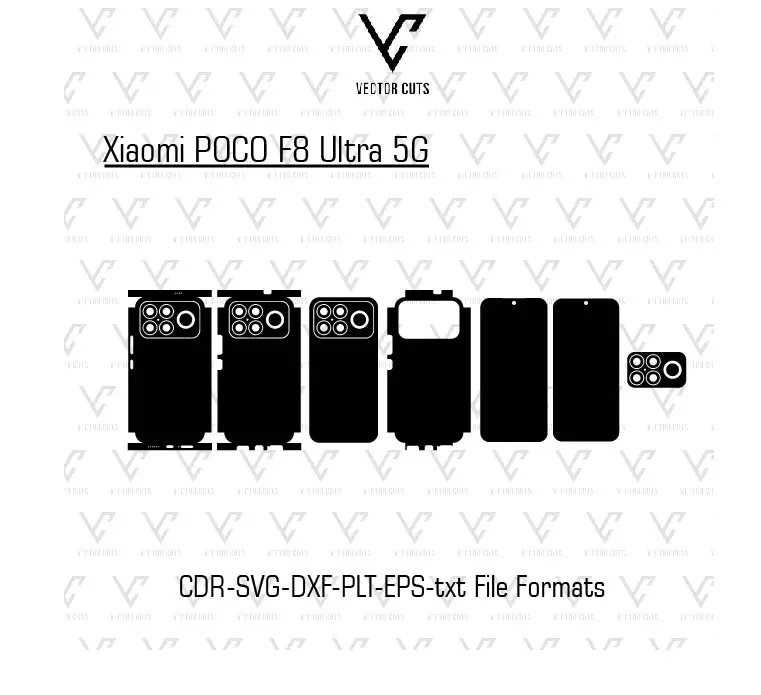 Xiaomi POCO F8 Ultra 5G Mobile Skin Template Vector Cut File